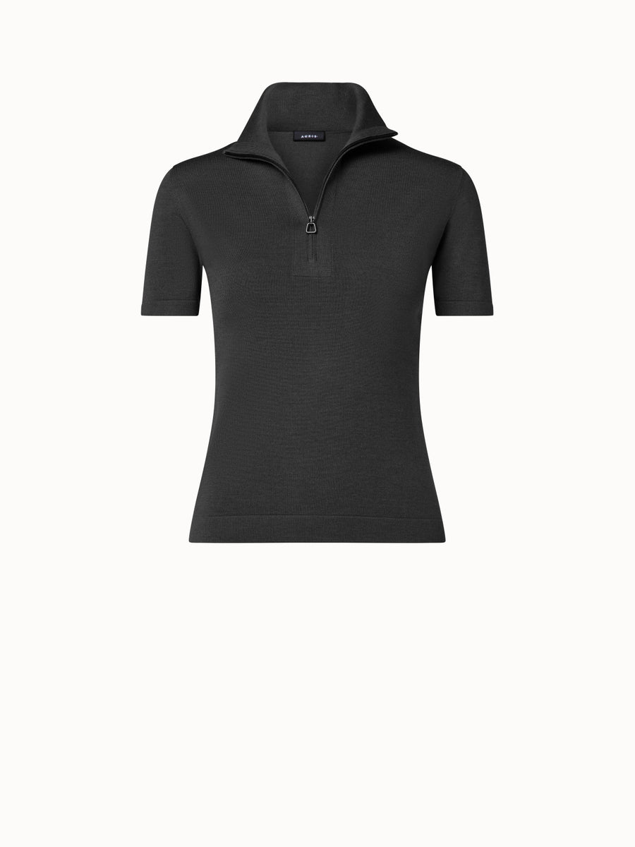 Strick Top aus Woll-Seiden-Stretch